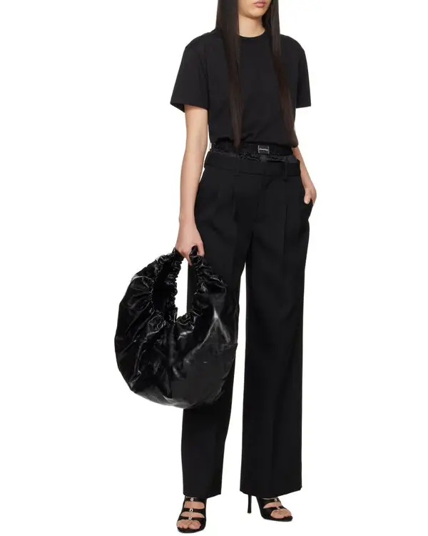 Alexander Wang Wool Wide-leg Trousers With Exposed Silk Panties Detail
