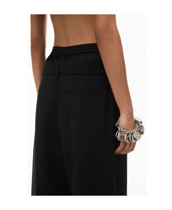 Alexander Wang Wool Wide-leg Trousers With Exposed Silk Panties Detail