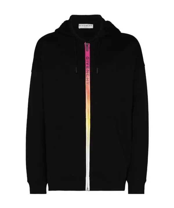 Givenchy Zip-up Logo Trim Hoodie