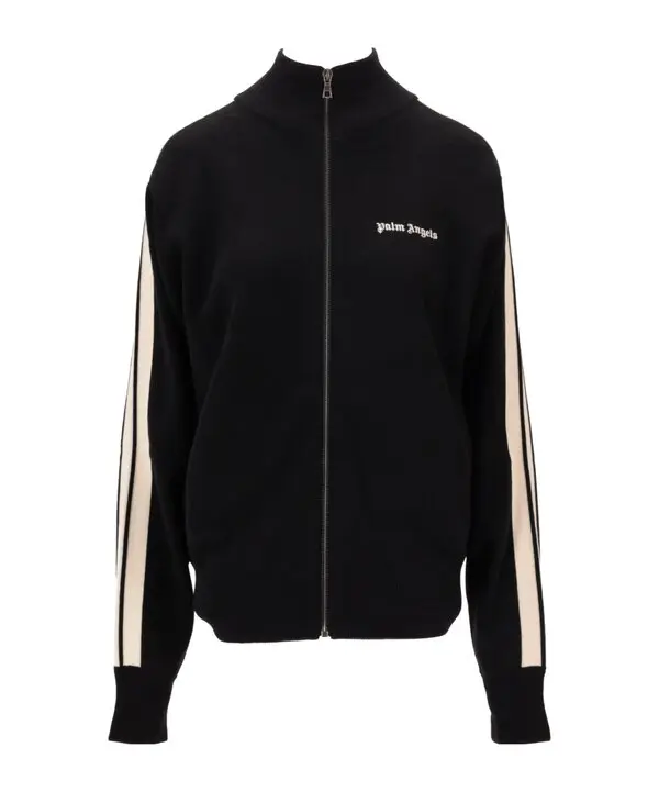 Palm Angels Logo Embroidered Zip-up Cardigan