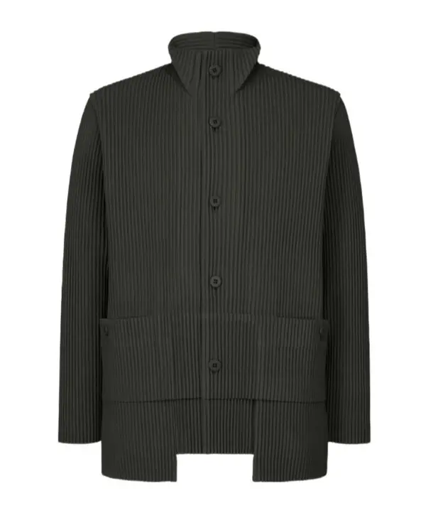 Issey Miyake Homme Plissé High-neck Pleated Jacket - Cola Ash
