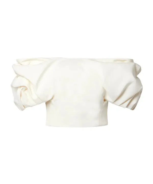 Gabriela Hearst Off-shoulder Cropped Top With Back Zipper - White