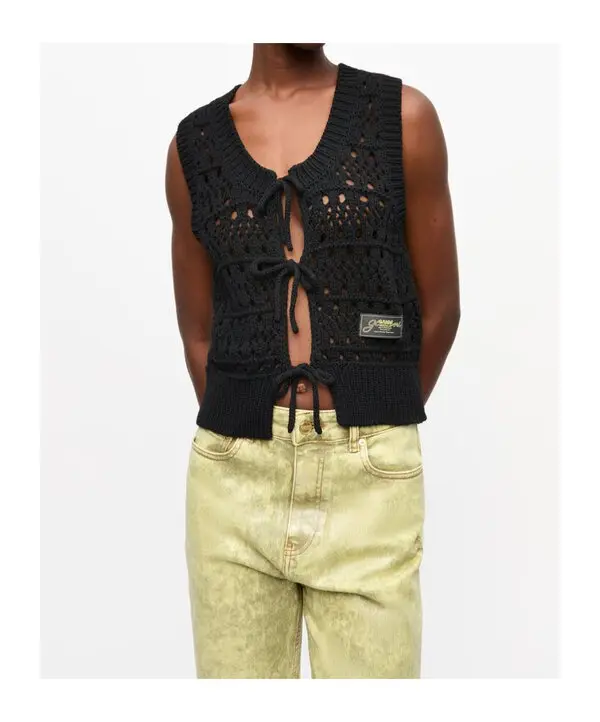 GANNI Crochet Tie String Vest