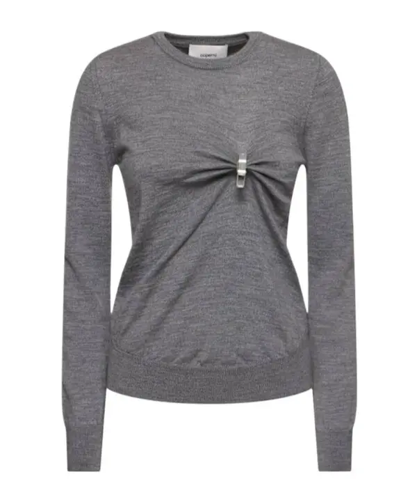 Coperni Knitted Crew Neck Sweater With Clasp Detailing