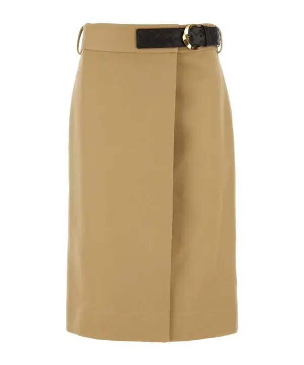 Bottega Veneta Belted Midi Skirt With Intacciato Detail - No