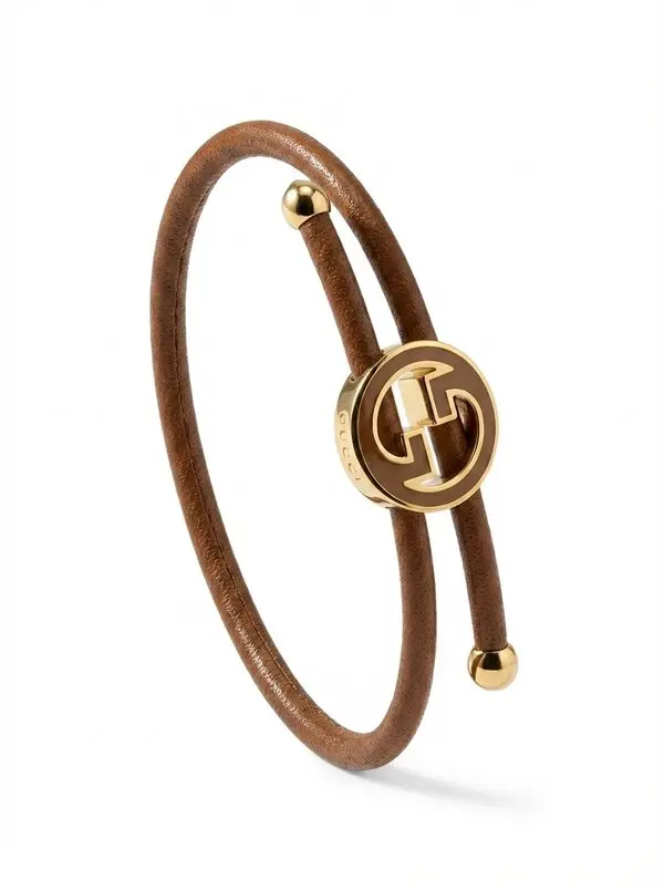 Gucci Enamel Round Interlocking G Bracelet In Gold Tone Brass - Yellow