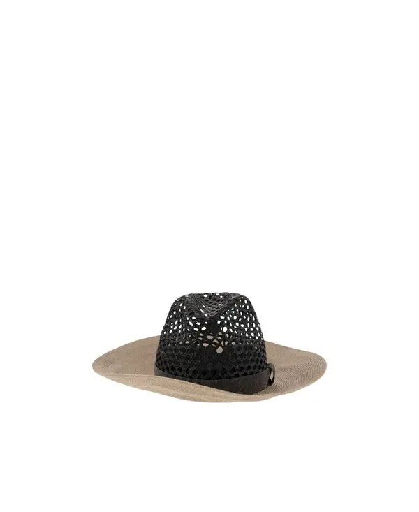 Brunello Cucinelli Perforated Detail Fedora Hat - Black