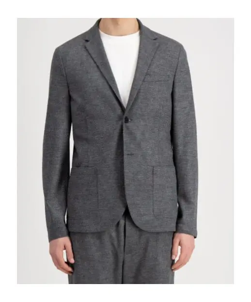 Harris Wharf London Blazer Vitale Barberis Houndstooth - Medium Gray