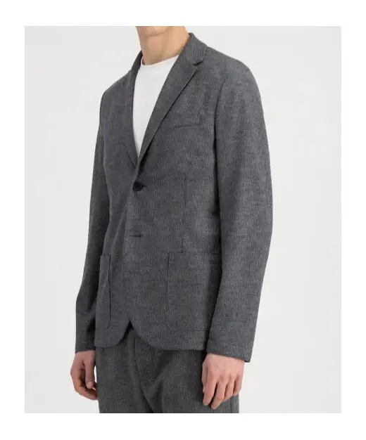 Harris Wharf London Blazer Vitale Barberis Houndstooth - Medium Gray