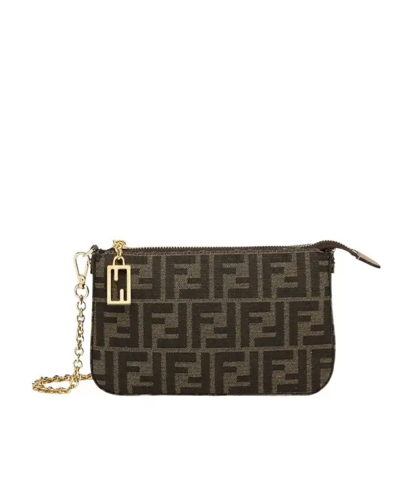 Fendi Jacquard Ff Monogram Shoulder Bag - Brown