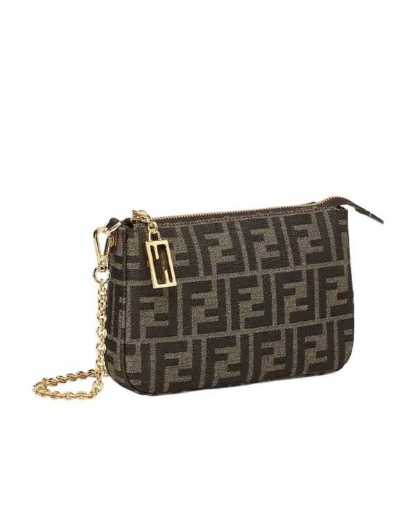 Fendi Jacquard Ff Monogram Shoulder Bag - Brown