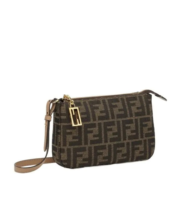 Fendi Jacquard Ff Monogram Shoulder Bag - Brown