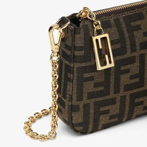 Fendi Jacquard Ff Monogram Shoulder Bag - Brown