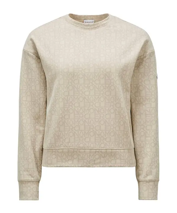 Moncler Crewneck Sweatshirt With All-over Logo Print