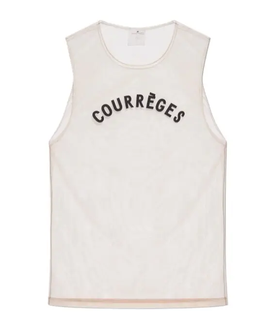 COURREGES Round Neck Sleeveless Vest - White