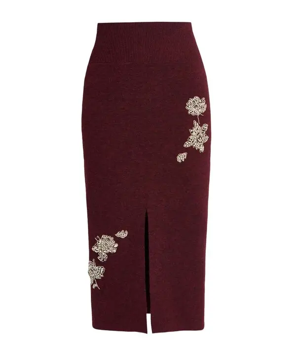 Erdem High Waist Skirt With Floral Embroidery