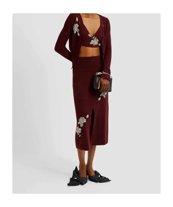 Erdem High Waist Skirt With Floral Embroidery
