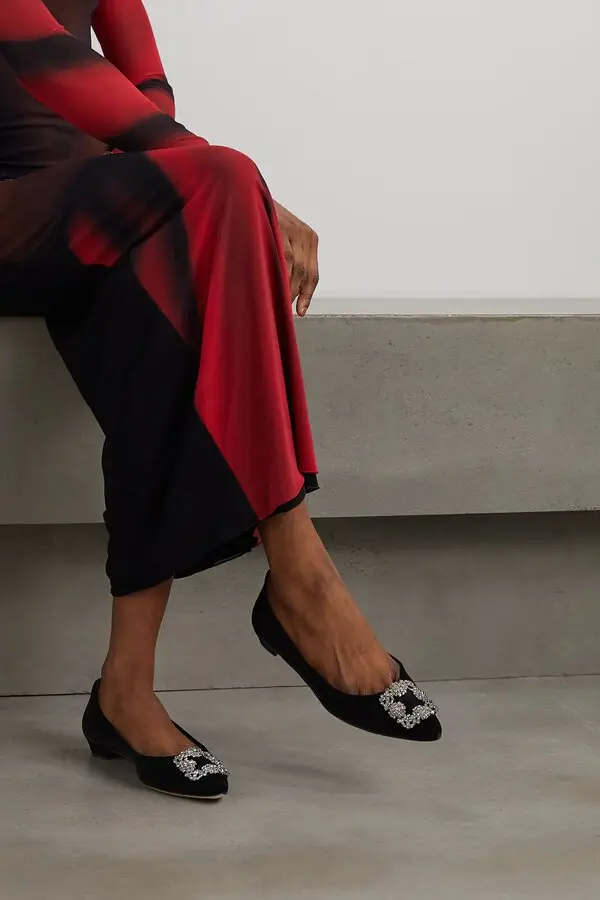 Manolo Blahnik Logo Flats - Black