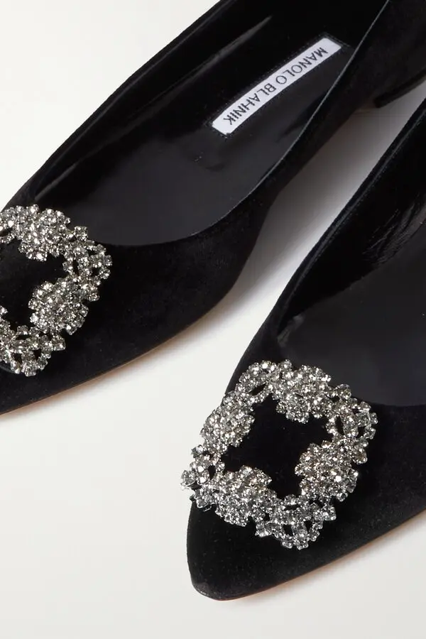Manolo Blahnik Logo Flats - Black