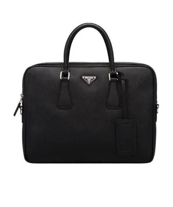 Prada Saffiano Leather Briefcase - Black