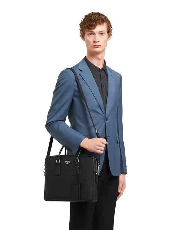 Prada Saffiano Leather Briefcase - Black
