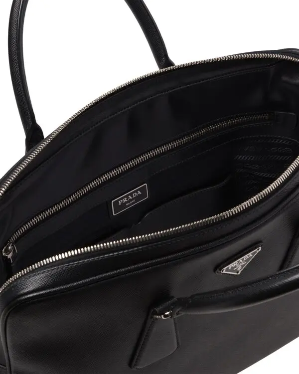 Prada Saffiano Leather Briefcase - Black