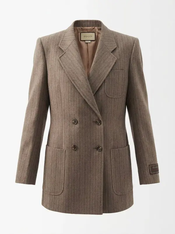 Gucci Double Breasted Herringbone Blazer