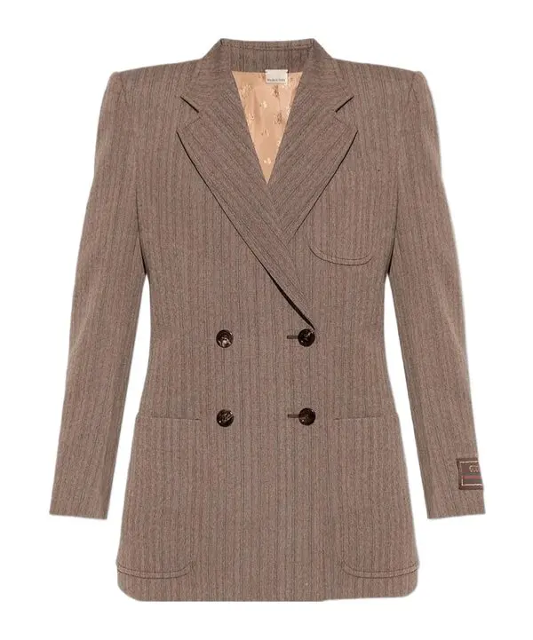 Gucci Double Breasted Herringbone Blazer