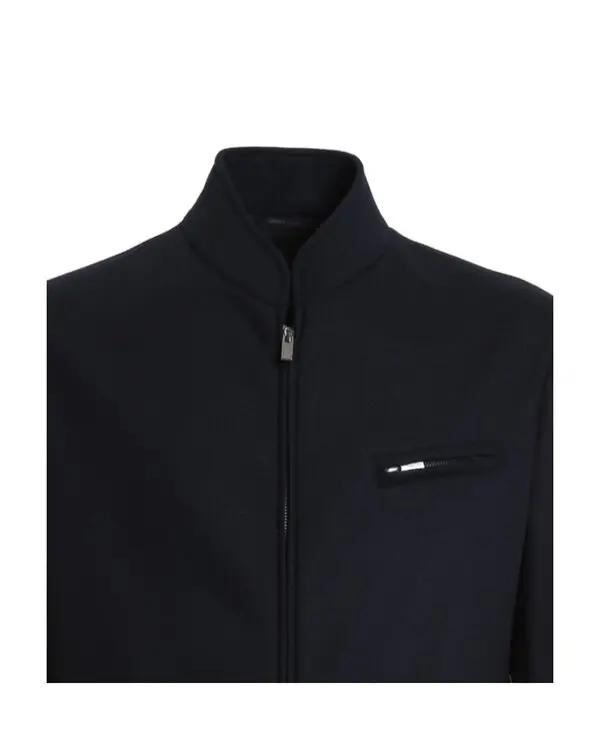 Emporio Armani Wool Stand Collar Zip-up Jacket