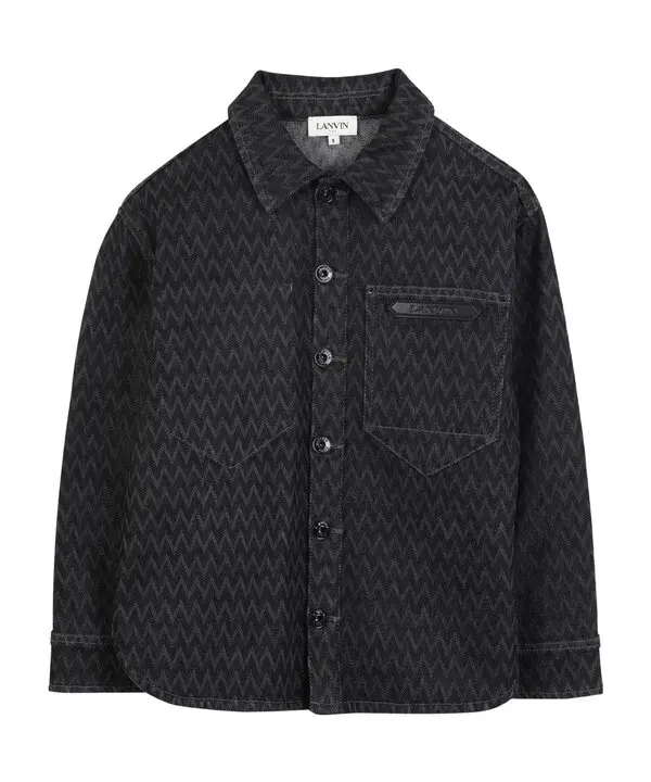 LANVIN Long-sleeved Denim Shirt With Chevron Pattern
