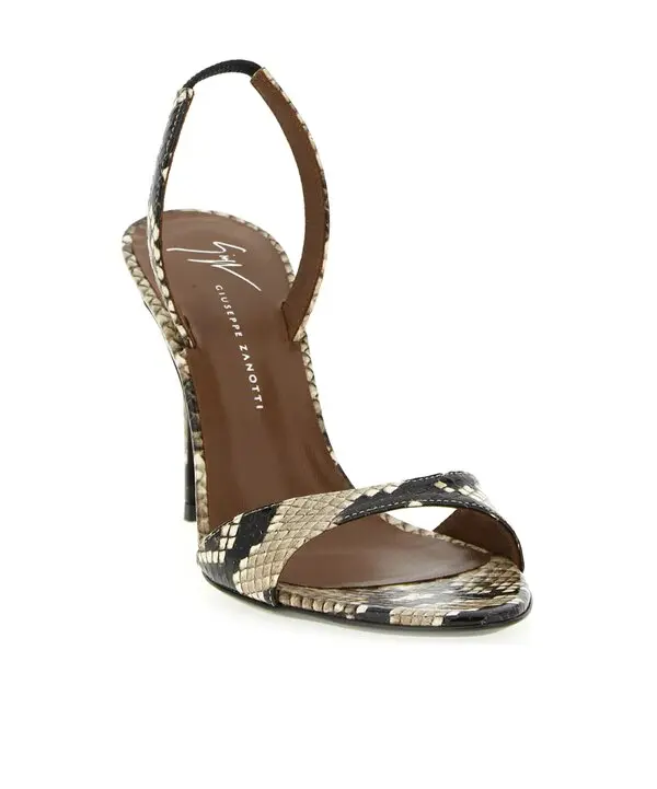 GIUSEPPE ZANOTTI 110mm Snakeskin-print High Heel Sandals - Gray
