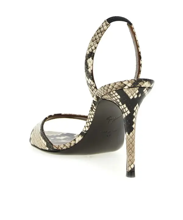 GIUSEPPE ZANOTTI 110mm Snakeskin-print High Heel Sandals - Gray