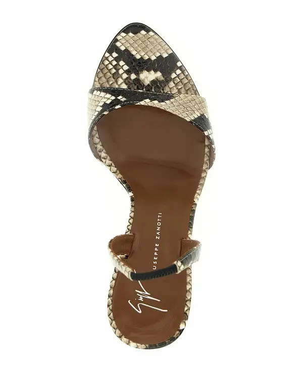 GIUSEPPE ZANOTTI 110mm Snakeskin-print High Heel Sandals - Gray