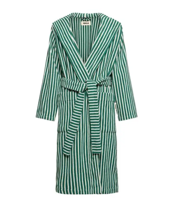 TEKLA Striped Bathrobe - Green