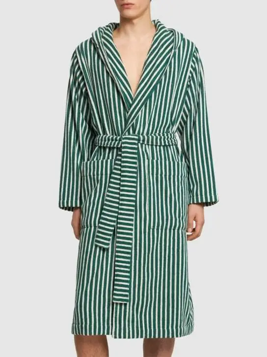 TEKLA Striped Bathrobe - Green