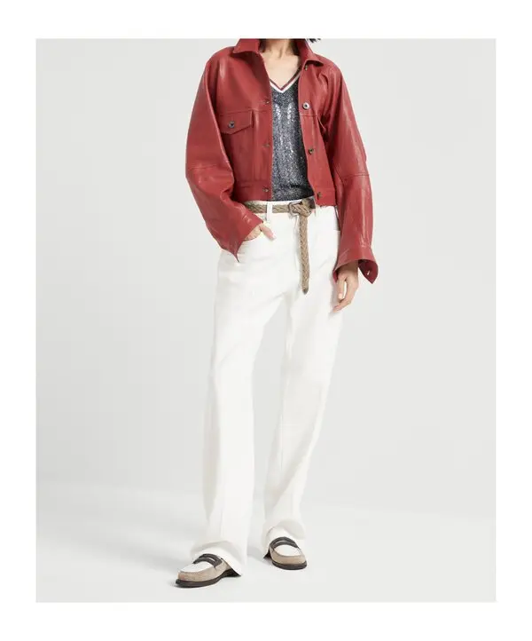 Brunello Cucinelli Metallic Openwork V-neck Jumper
