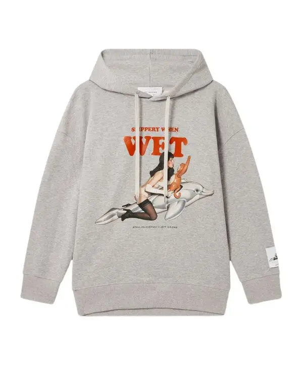 Stella McCartney Graphic Print Drawstring Hoodie - Light Gray