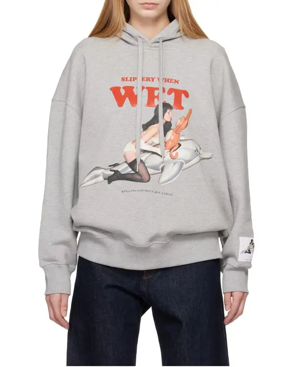 Stella McCartney Graphic Print Drawstring Hoodie - Light Gray