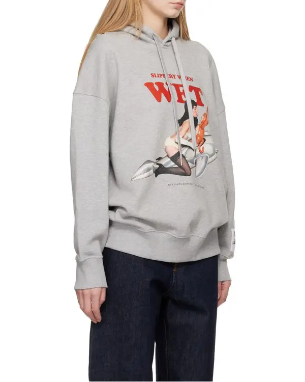 Stella McCartney Graphic Print Drawstring Hoodie - Light Gray