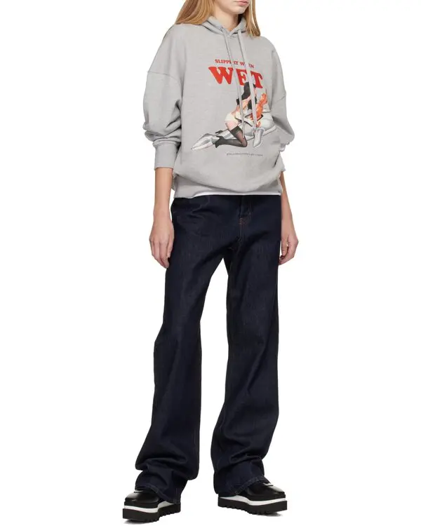 Stella McCartney Graphic Print Drawstring Hoodie - Light Gray