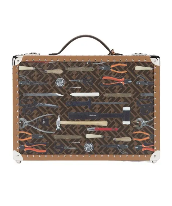 Fendi Ff Canvas Tool Print Suitcase