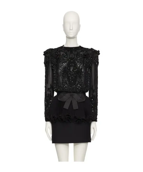 Valentino Garavani Long Sleeve Embellished Dress