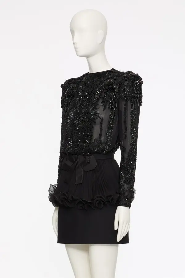 Valentino Garavani Long Sleeve Embellished Dress