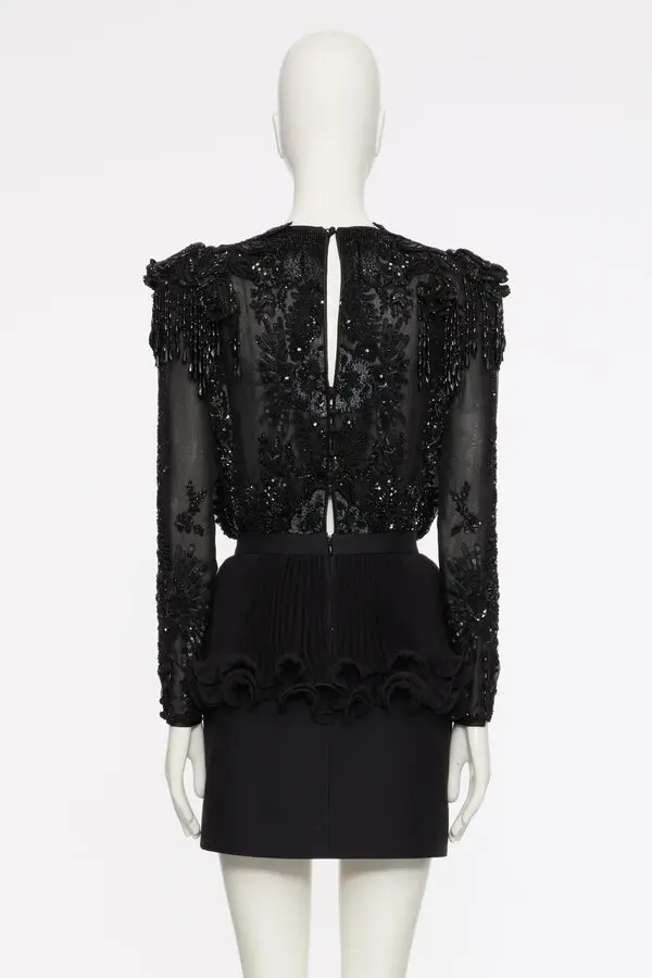 Valentino Garavani Long Sleeve Embellished Dress