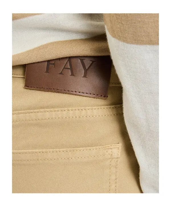FAY Logo Patch 5-pocket Trousers - Beige