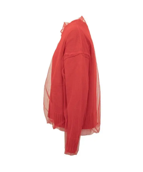 MSGM Crew Neck Tulle-overlay Jumper