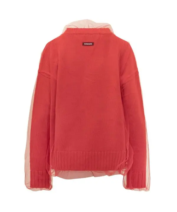 MSGM Crew Neck Tulle-overlay Jumper