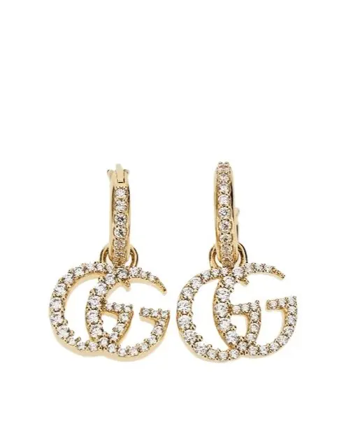 Gucci Gg Marmont Crystal Earrings - Golden