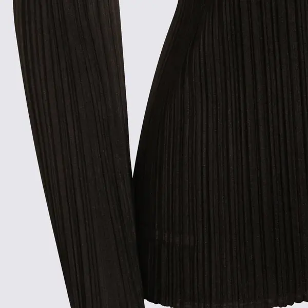 Issey Miyake Crewneck Pleated Top With Ruched Detailing