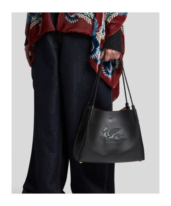 Etro Libra Pegaso Patch Small Tote Bag - Black